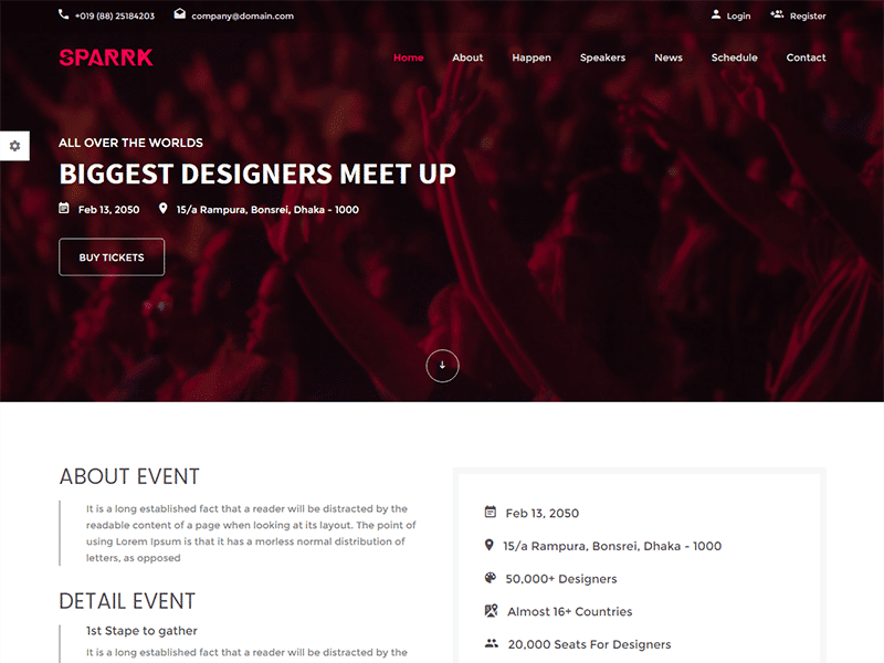Sparrk – Event & Conference HTML5 Template - Bootstrap Templates Sparrk – Event & Conference HTML5 Template - Bootstrap Templates
